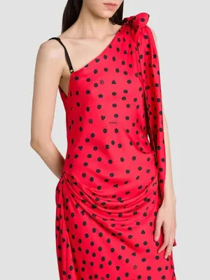 Moschino Polka Dot Bow One-shoulder Midi-dress