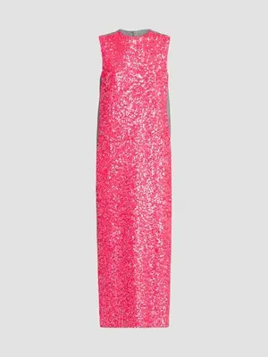 Moschino Sequined Mix Media Maxi Dress