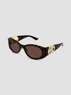 Gucci Hailey 55mm Logo Embellished Oval Sunglasses