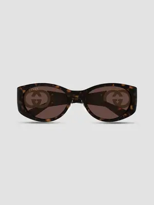 Gucci Hailey 55mm Logo Embellished Oval Sunglasses
