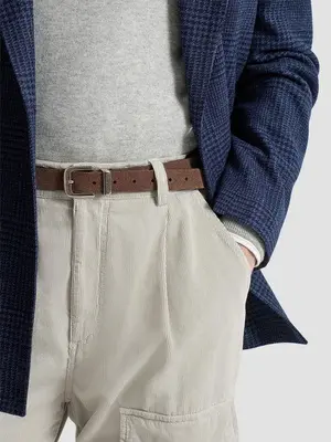 Brunello Cucinelli Reversed Leather Belt - Mud