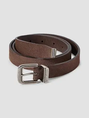 Brunello Cucinelli Reversed Leather Belt - Mud