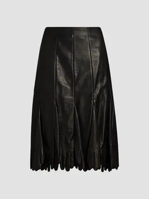 Moschino Leather Pleated Midi-skirt