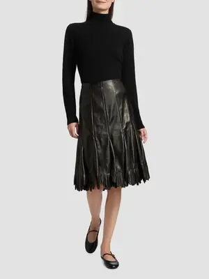Moschino Leather Pleated Midi-skirt