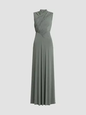 Alberta Ferretti Jersey-knit Gathered Surplice Maxi Dress