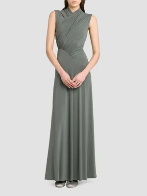 Alberta Ferretti Jersey-knit Gathered Surplice Maxi Dress