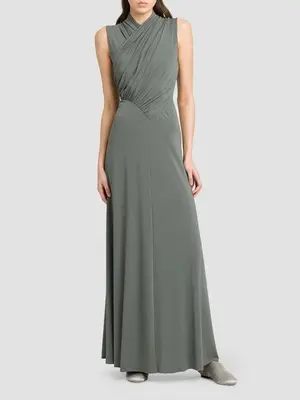 Alberta Ferretti Jersey-knit Gathered Surplice Maxi Dress