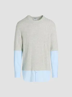 Moschino Mixed-media Crewneck Sweater - Grey