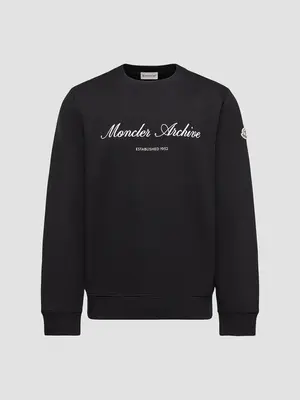 Moncler Crewneck Sweatshirt In Cotton Blend - Black