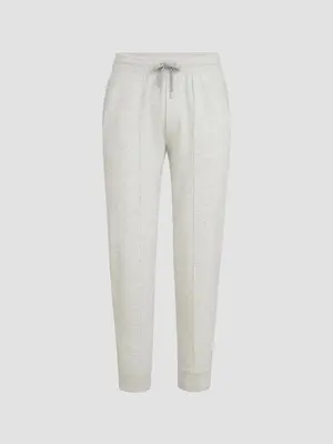 Brunello Cucinelli Cashmere Double Knit Trousers With Crête Detail - Light Grey