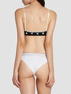 Moschino Heart-print Scoopneck Bralette - Multi Black