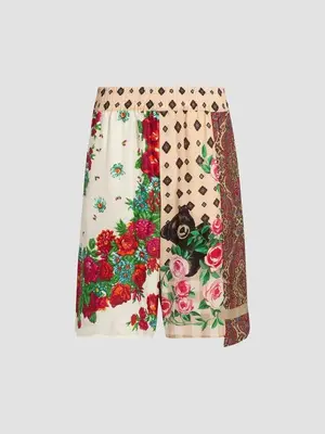 Moschino Floral Spliced Silk Shorts - Multi
