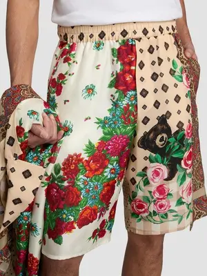 Moschino Floral Spliced Silk Shorts