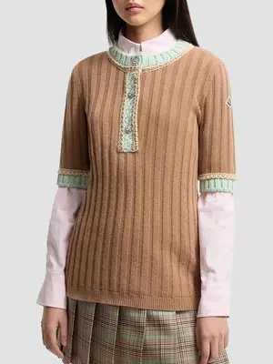 Moncler Crew Neck Sweater In Wool And Cashmere