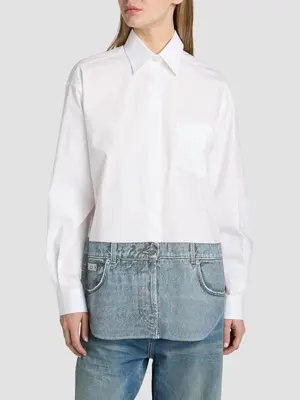 Moschino Oversized Denim-effect Stretch Cotton Shirt