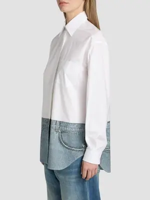 Moschino Oversized Denim-effect Stretch Cotton Shirt