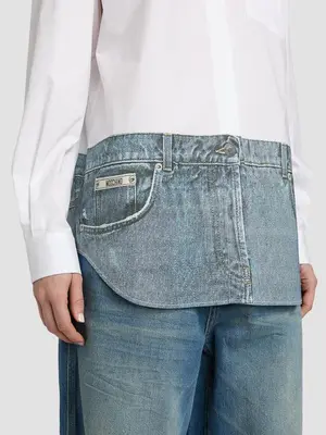 Moschino Oversized Denim-effect Stretch Cotton Shirt