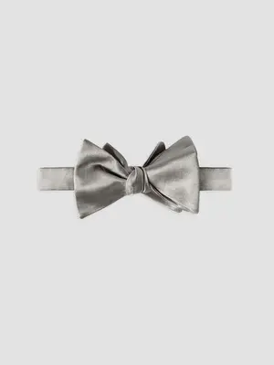 Brunello Cucinelli Cotton And Silk Satin Bow Tie Grey