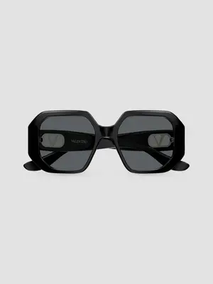 Valentino Garavani Vain Bold 55mm Geometric Sunglasses - Black