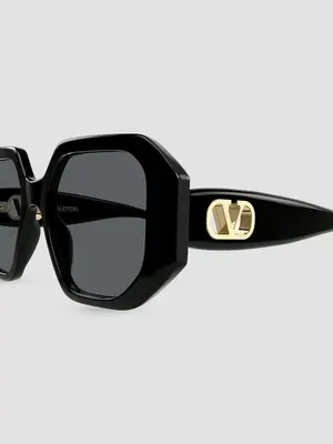 Valentino Garavani Vain Bold 55mm Geometric Sunglasses - Black
