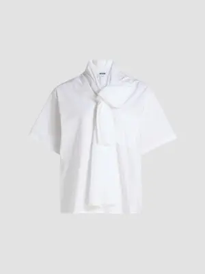 Moschino Stretch-cotton Tieneck Blouse - Multi White