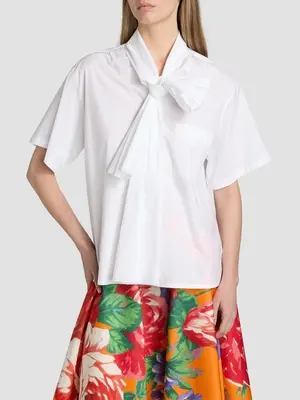 Moschino Stretch-cotton Tieneck Blouse