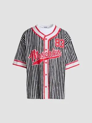 Moschino Baseball Jersey Graphic Crewneck T-shirt - Black