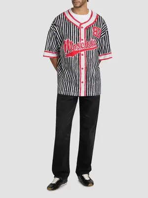 Moschino Baseball Jersey Graphic Crewneck T-shirt - Black