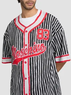 Moschino Baseball Jersey Graphic Crewneck T-shirt - Black
