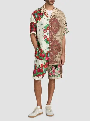 Moschino Spliced Silk Camp Shirt