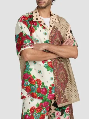 Moschino Spliced Silk Camp Shirt