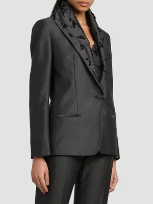 Alberta Ferretti Embellished Wool-silk Jacket