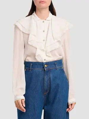Alberta Ferretti Ruffled Button-front Blouse