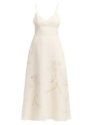 Alberta Ferretti Floral Linen Maxi Dress