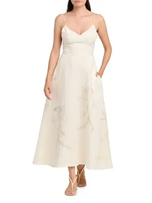 Alberta Ferretti Floral Linen Maxi Dress