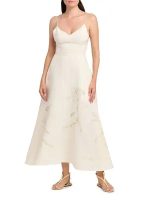 Alberta Ferretti Floral Linen Maxi Dress