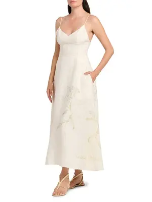 Alberta Ferretti Floral Linen Maxi Dress