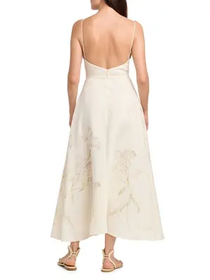 Alberta Ferretti Floral Linen Maxi Dress