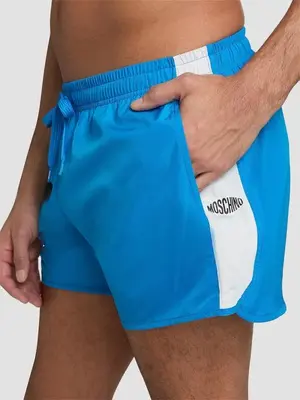Moschino Striped Drawstring Swim Shorts