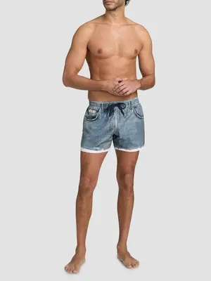 Moschino Denim Trompe L'oeil Swim Shorts