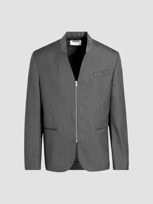 Moschino Pinstripe Wool Zip-front Jacket - Grey