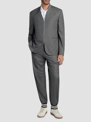 Moschino Pinstripe Wool Zip-front Jacket