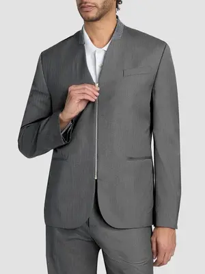 Moschino Pinstripe Wool Zip-front Jacket