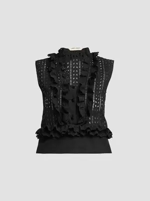 Alberta Ferretti Ruffled Cotton-blend Blouse - Black