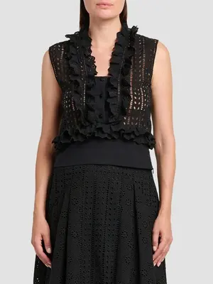 Alberta Ferretti Ruffled Cotton-blend Blouse