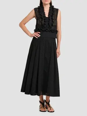 Alberta Ferretti Ruffled Cotton-blend Blouse
