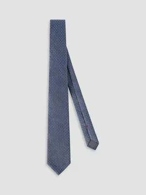 Brunello Cucinelli Silk Tie With Geometric Pattern - Denim