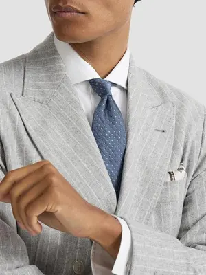 Brunello Cucinelli Silk Tie With Geometric Pattern - Denim