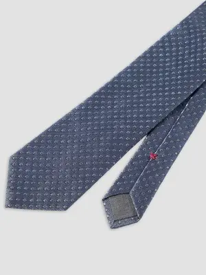 Brunello Cucinelli Silk Tie With Geometric Pattern - Denim