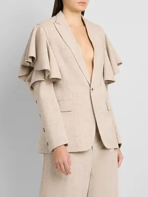 Moschino Ruffle Cape Tweed Jacket